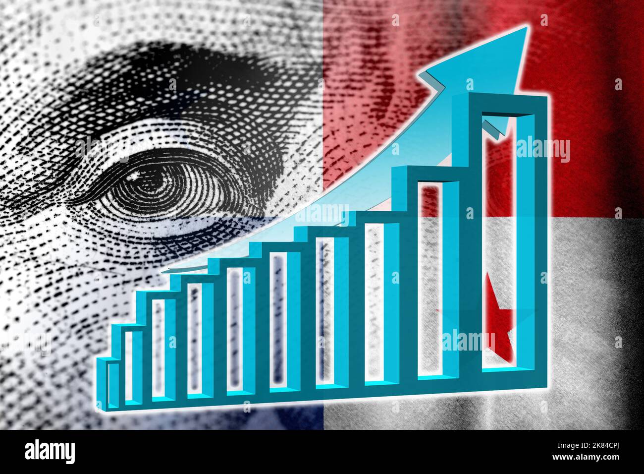 Economy Graph: Up Arrow, Panama Flag and Cash Dollar Bill Stock Photo ...