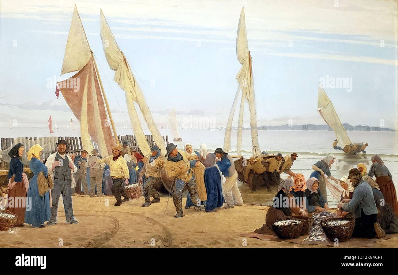 Peder Severin Krøyer - Morning at Hornbæk. The fishermen returning ...