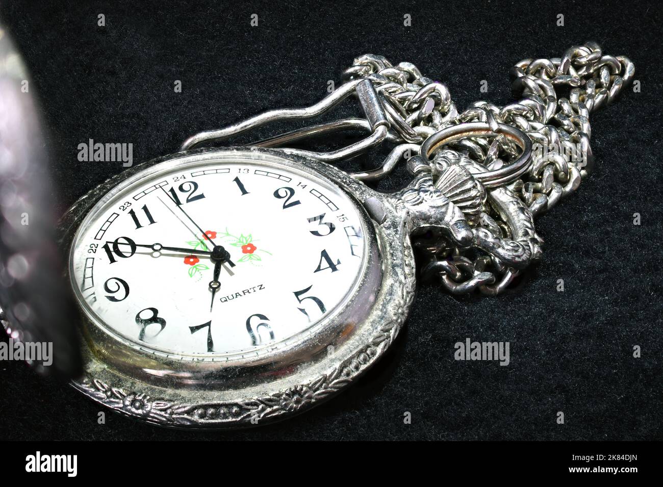 Vintage Silver Pocket Watch close up Stock Photo - Alamy
