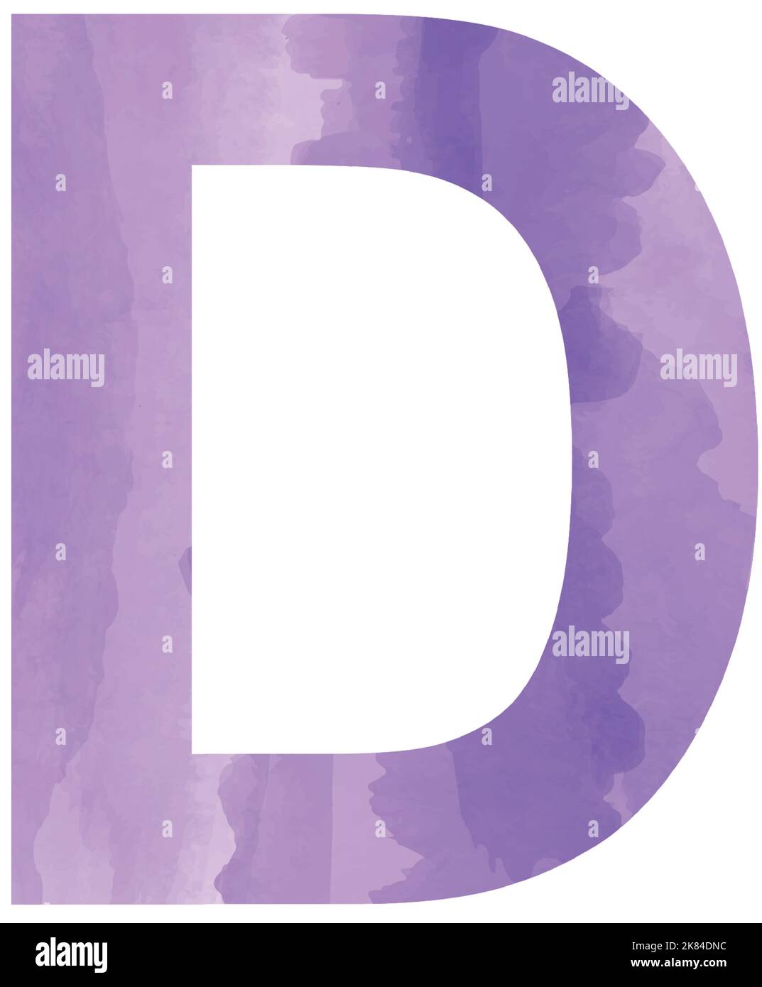 English alphabet, letter D painted with watercolor blue blue paints ...