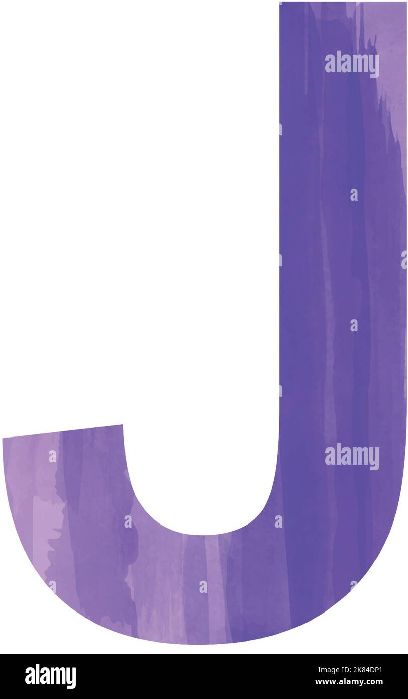 English alphabet, letter J painted with watercolor blue blue paints ...
