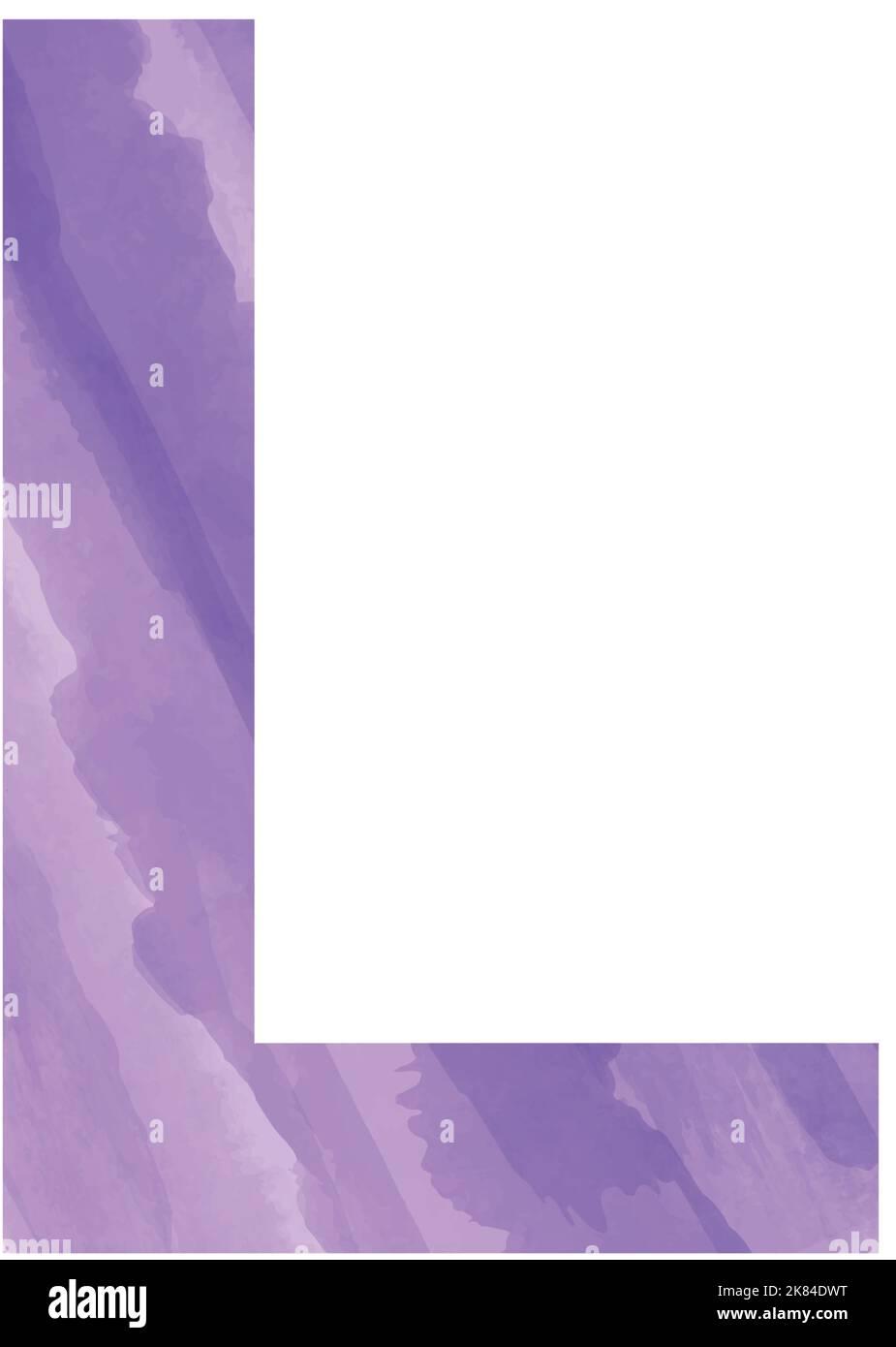 English alphabet, letter L painted with watercolor blue blue paints ...