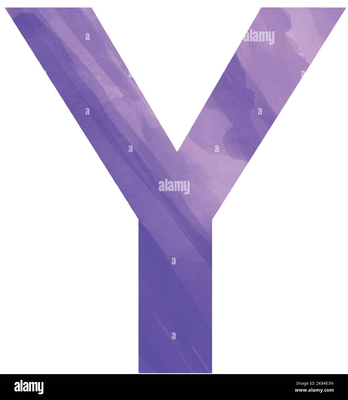 English alphabet, letter Y painted with watercolor blue blue paints ...