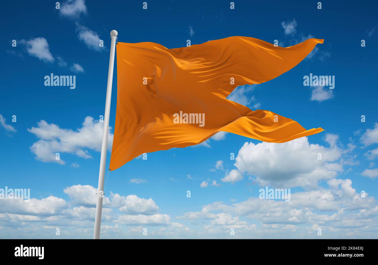 flag of Maratha Empire, asia at cloudy sky background, panoramic view ...