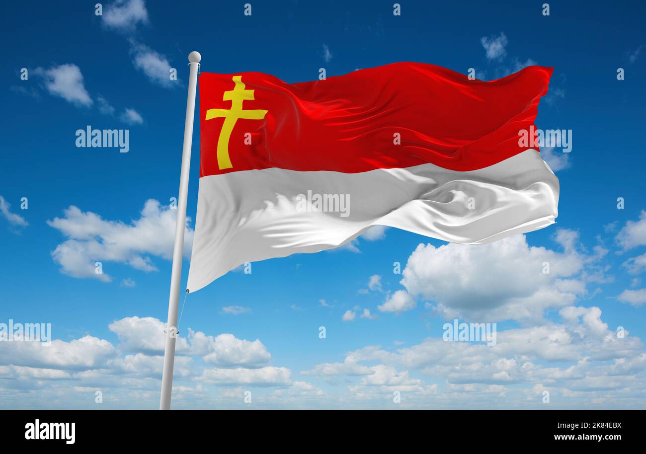flag of Republic of Alsace Lorraine, Europe at cloudy sky background ...