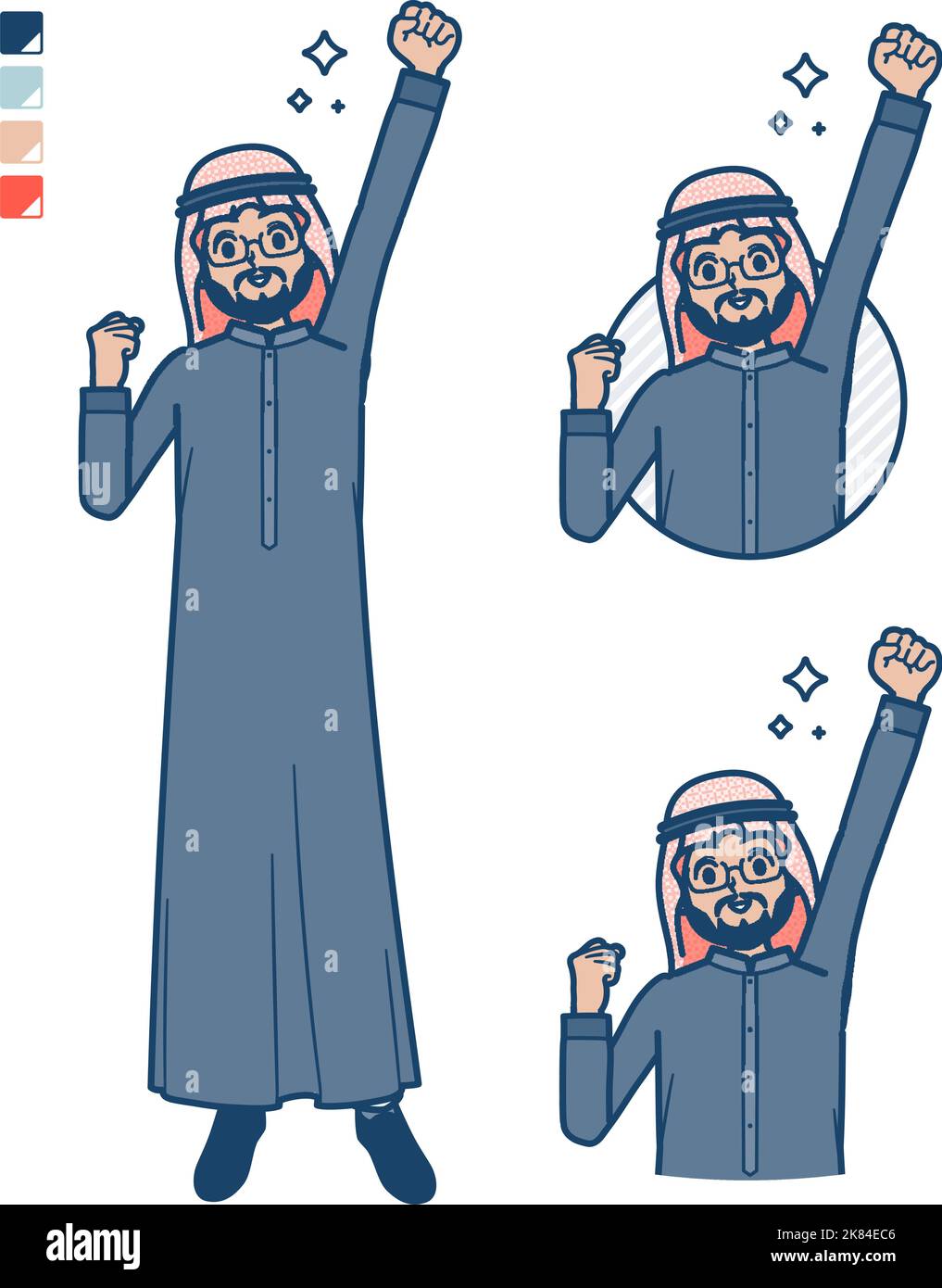A arabian middle man in Black costume with fist pump images.It's vector ...