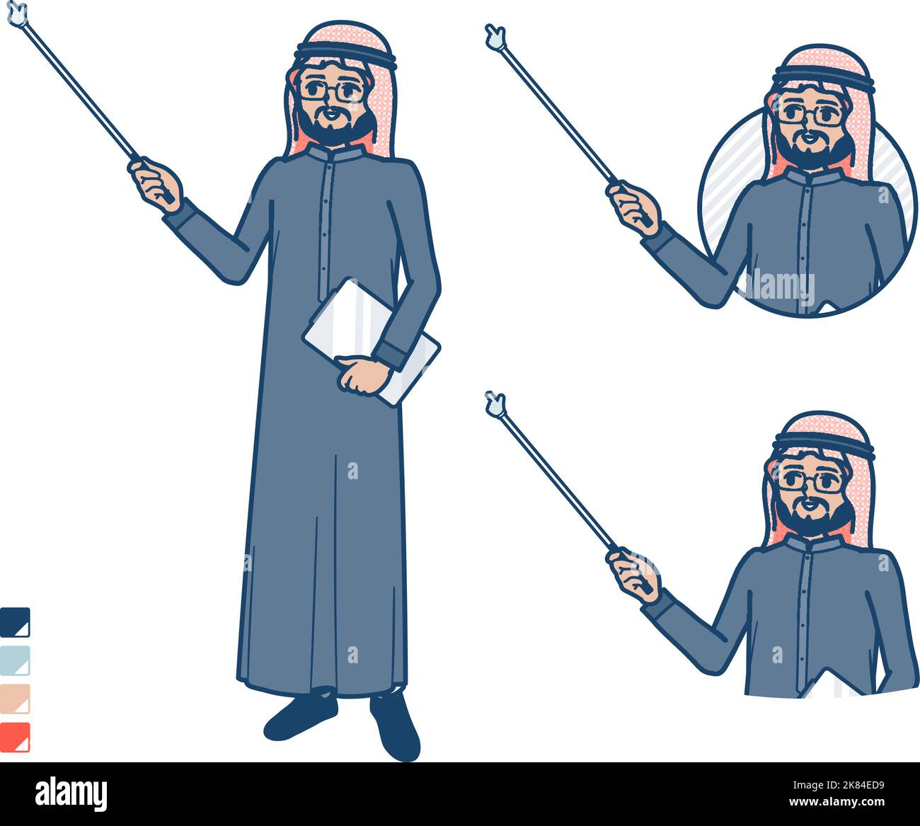 A Arabian Middle Man In Black Costume With Explanation With A Pointing
