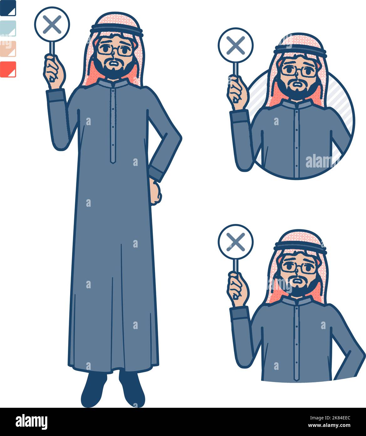 A arabian middle man in Black costume with Put out a cross panel images ...
