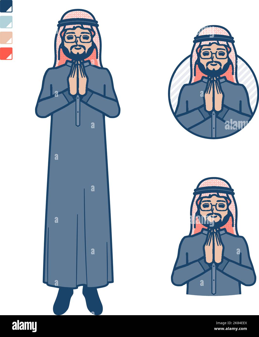 A arabian middle man in Black costume with press hands in prayer images ...