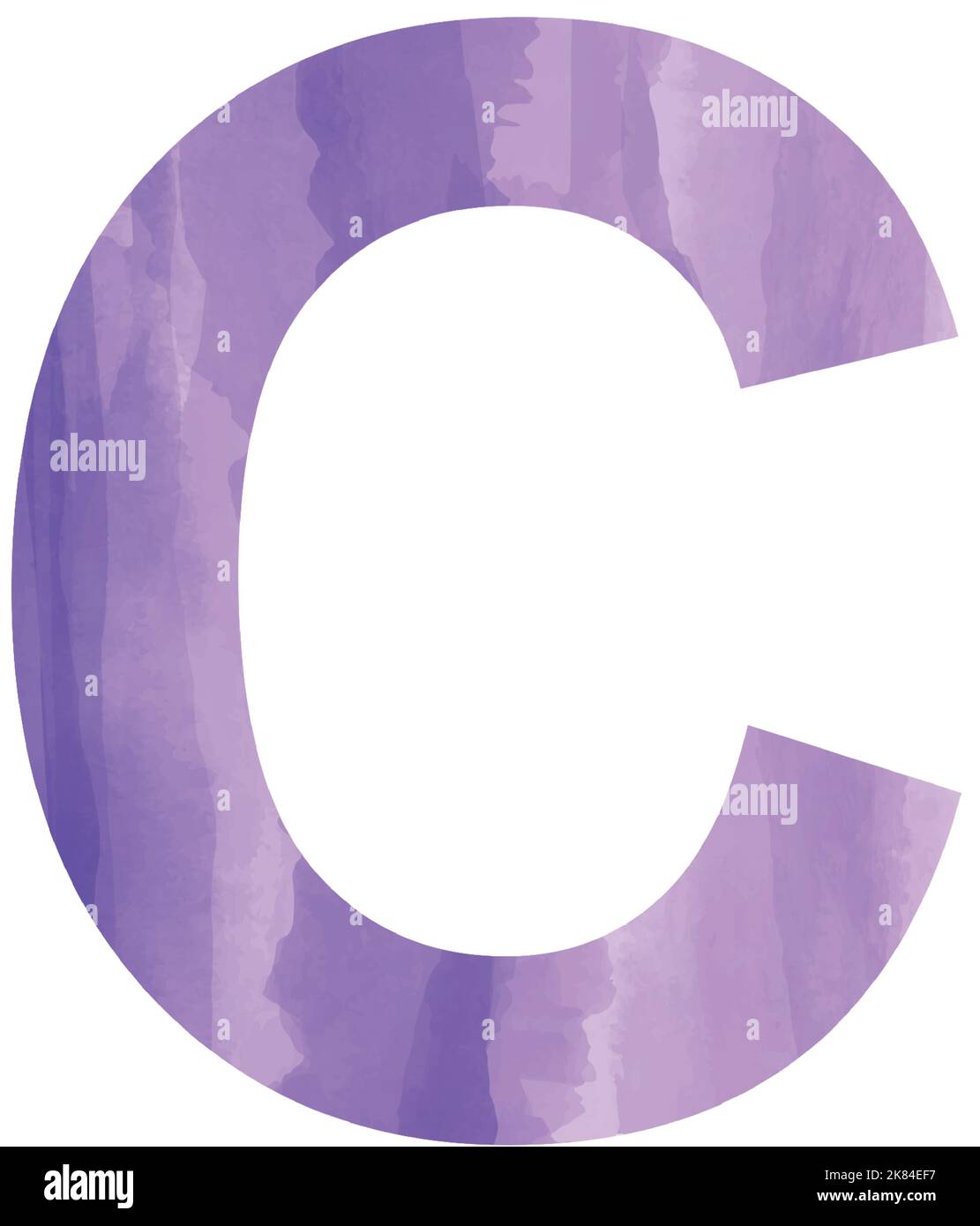 English alphabet, letter C painted with watercolor blue blue paints ...