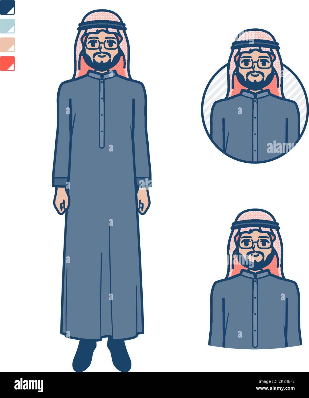 A arabian middle man in Black costume with Smiling images.It's vector ...