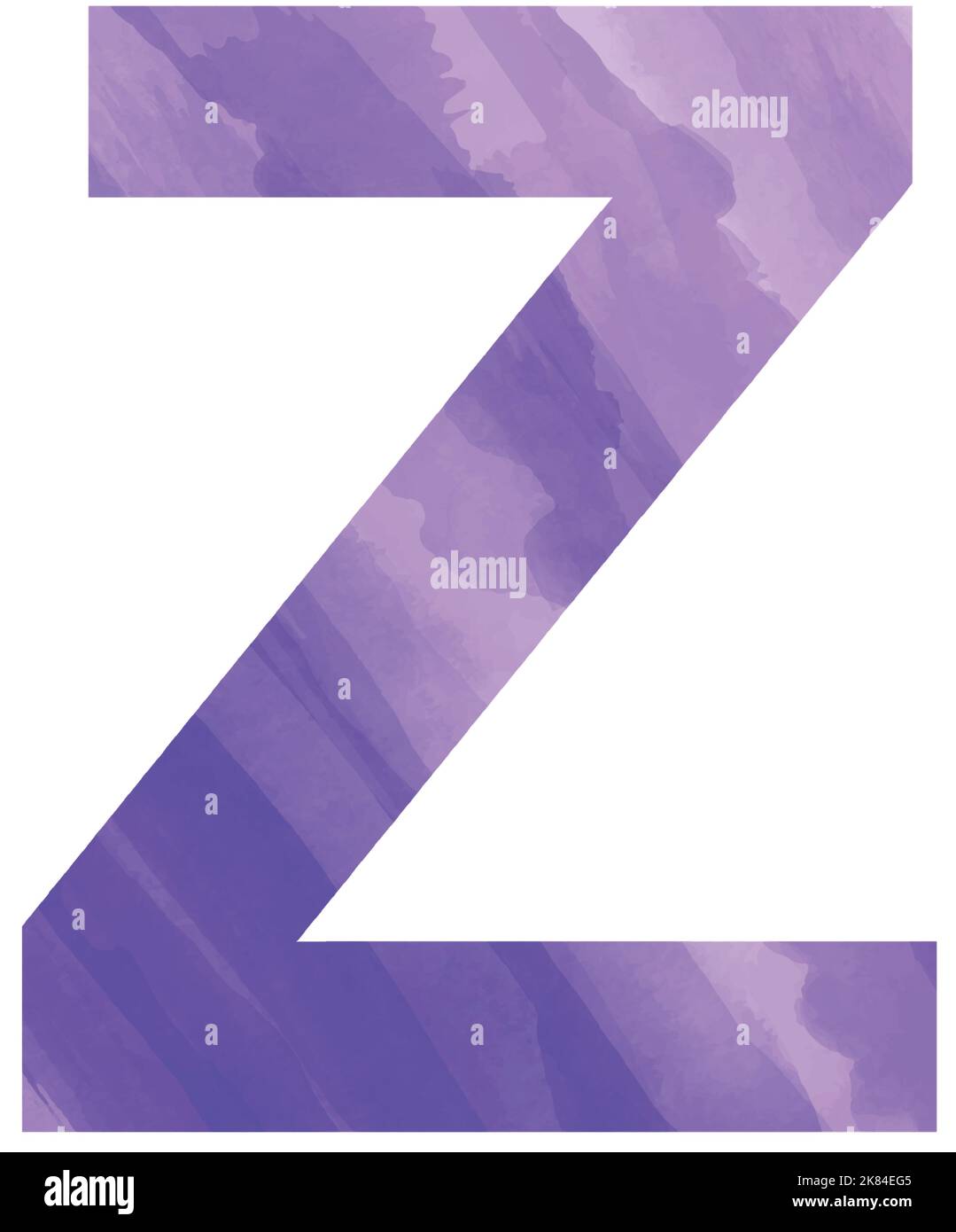 English alphabet, letter Z painted with watercolor blue blue paints ...