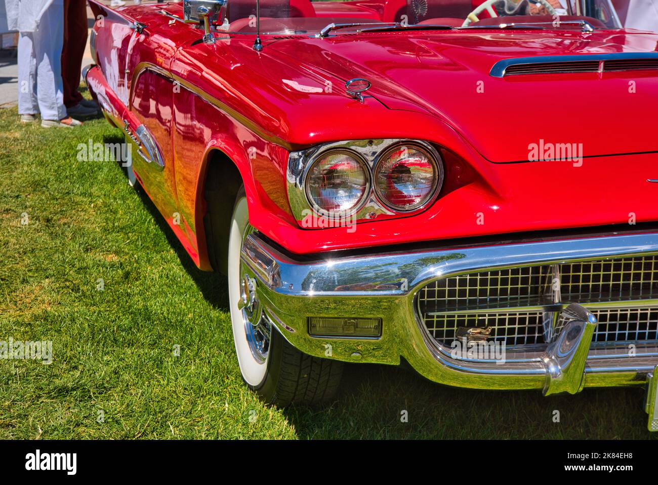 BADEN BADEN, GERMANY - JULY 2022: head lights of red white second ...