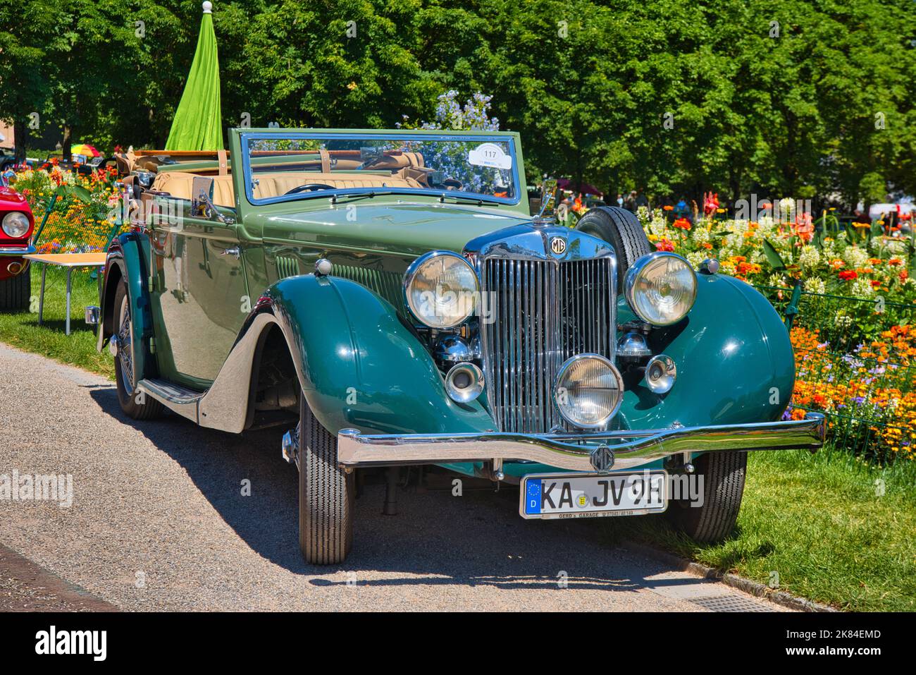 BADEN BADEN, GERMANY - JULY 2022: green MG WA Tickford-Drophead Coupe ...