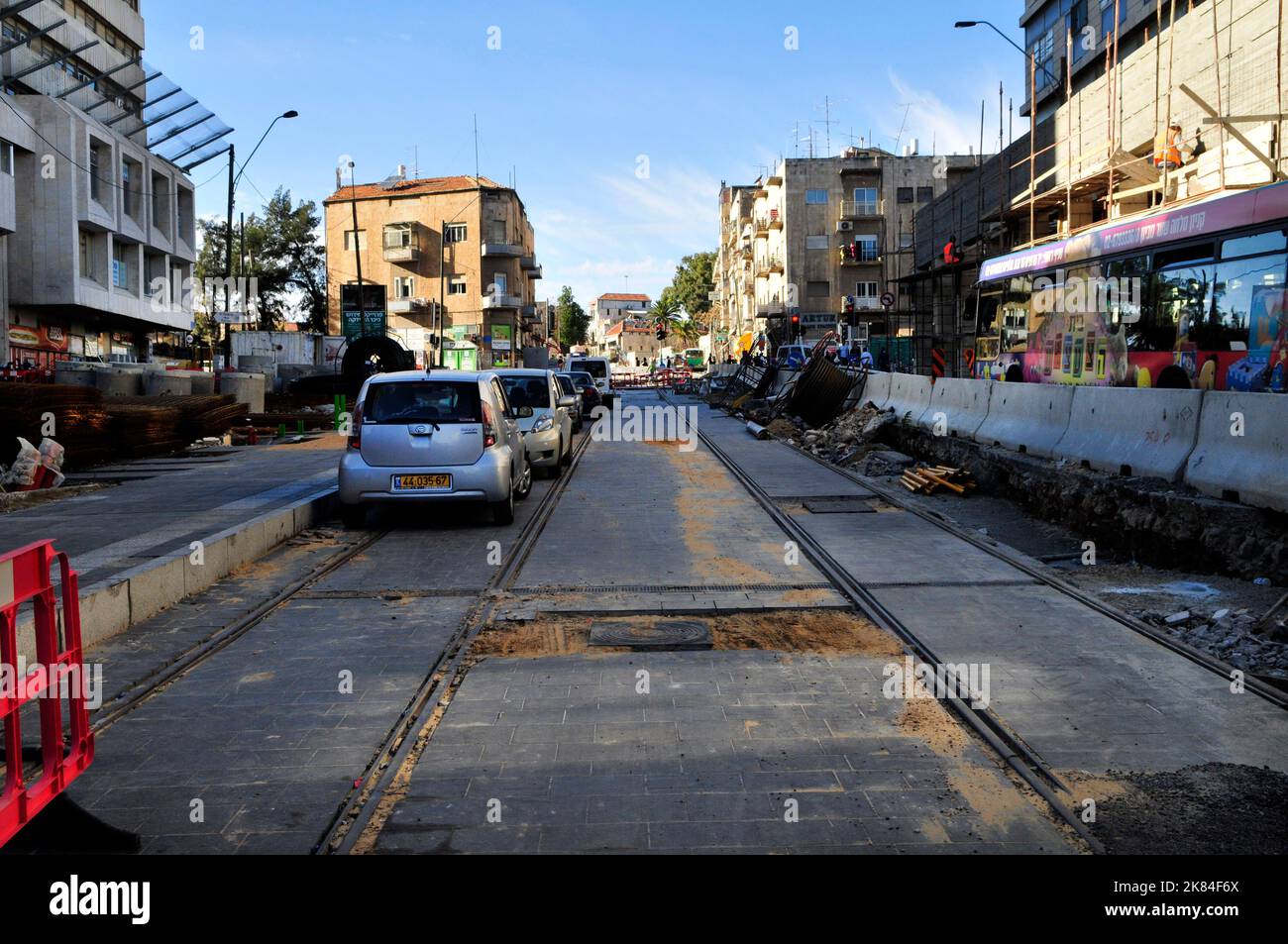 December 2009, Jerusalem Israel. Construction of the Light Rail on ...