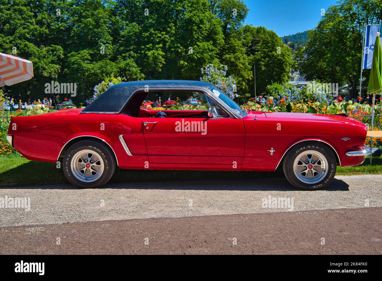 BADEN BADEN, GERMANY - JULY 2022: red FORD MUSTANG coupe first ...