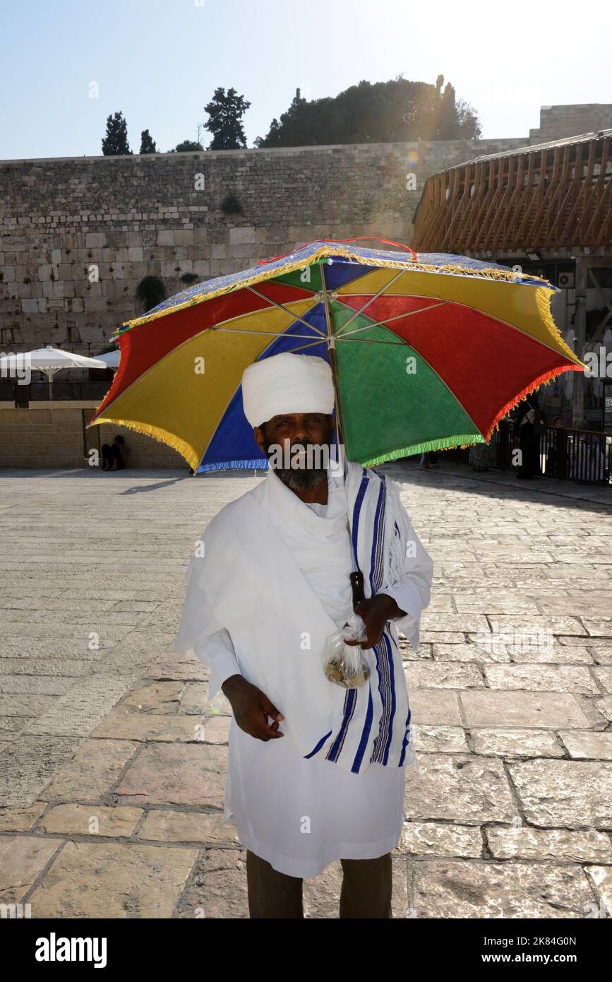 A Jewish Ethiopian priest in the Jewish Quarter in the old city of ...