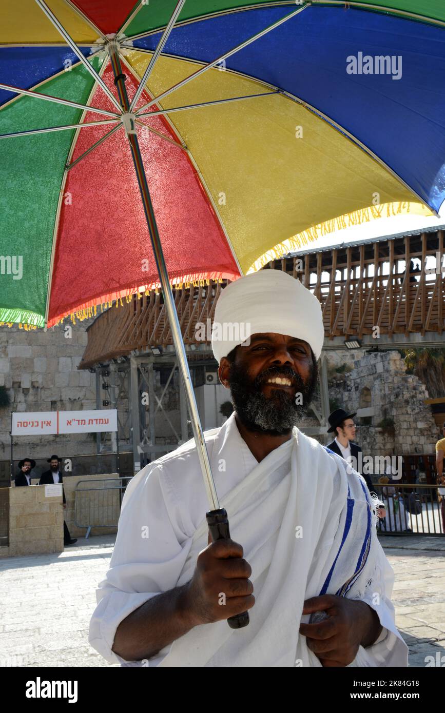 A Jewish Ethiopian priest in the Jewish Quarter in the old city of ...
