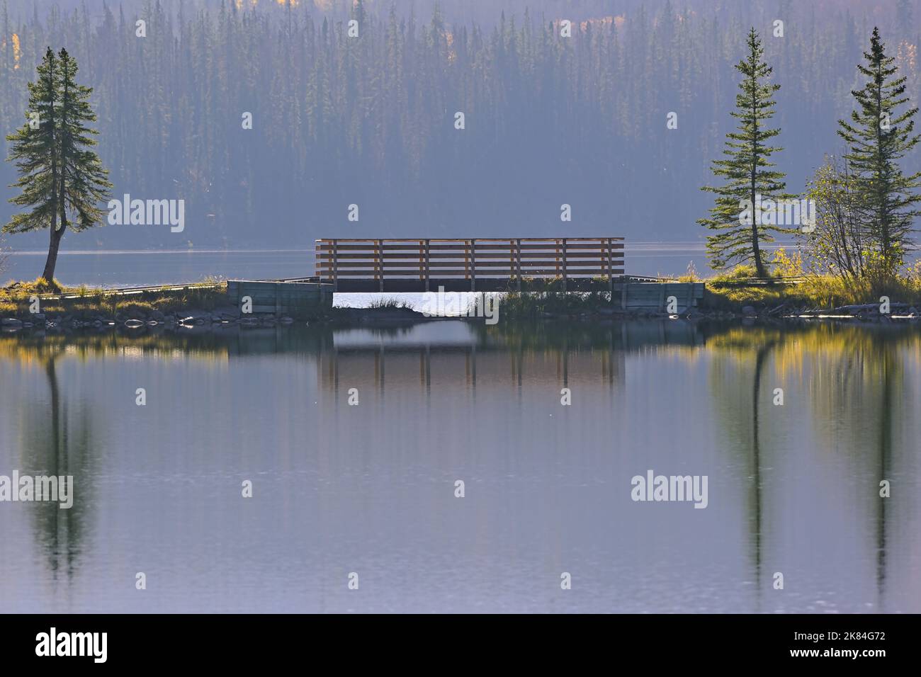A walking bridge on a hiking trail between two lakes in William A ...