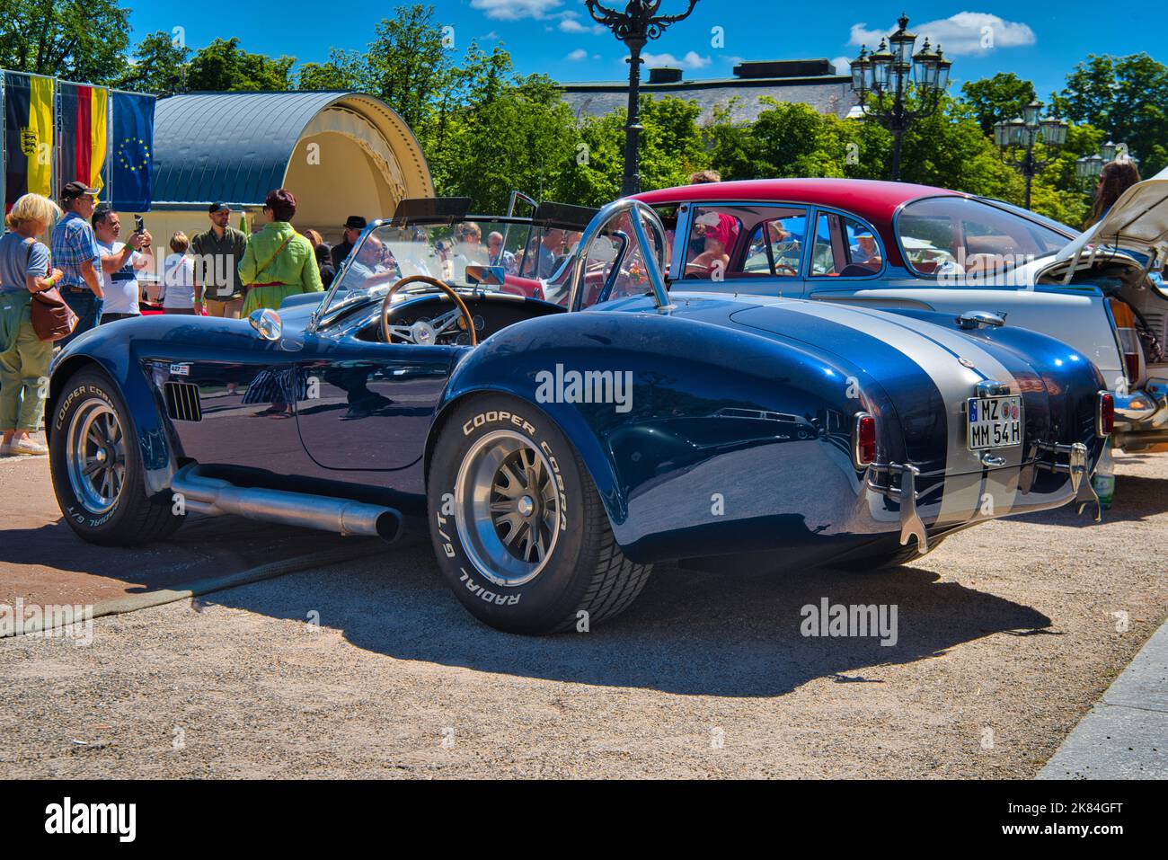 BADEN BADEN, GERMANY - JULY 2022: white blue SHELBY COBRA retro classic ...