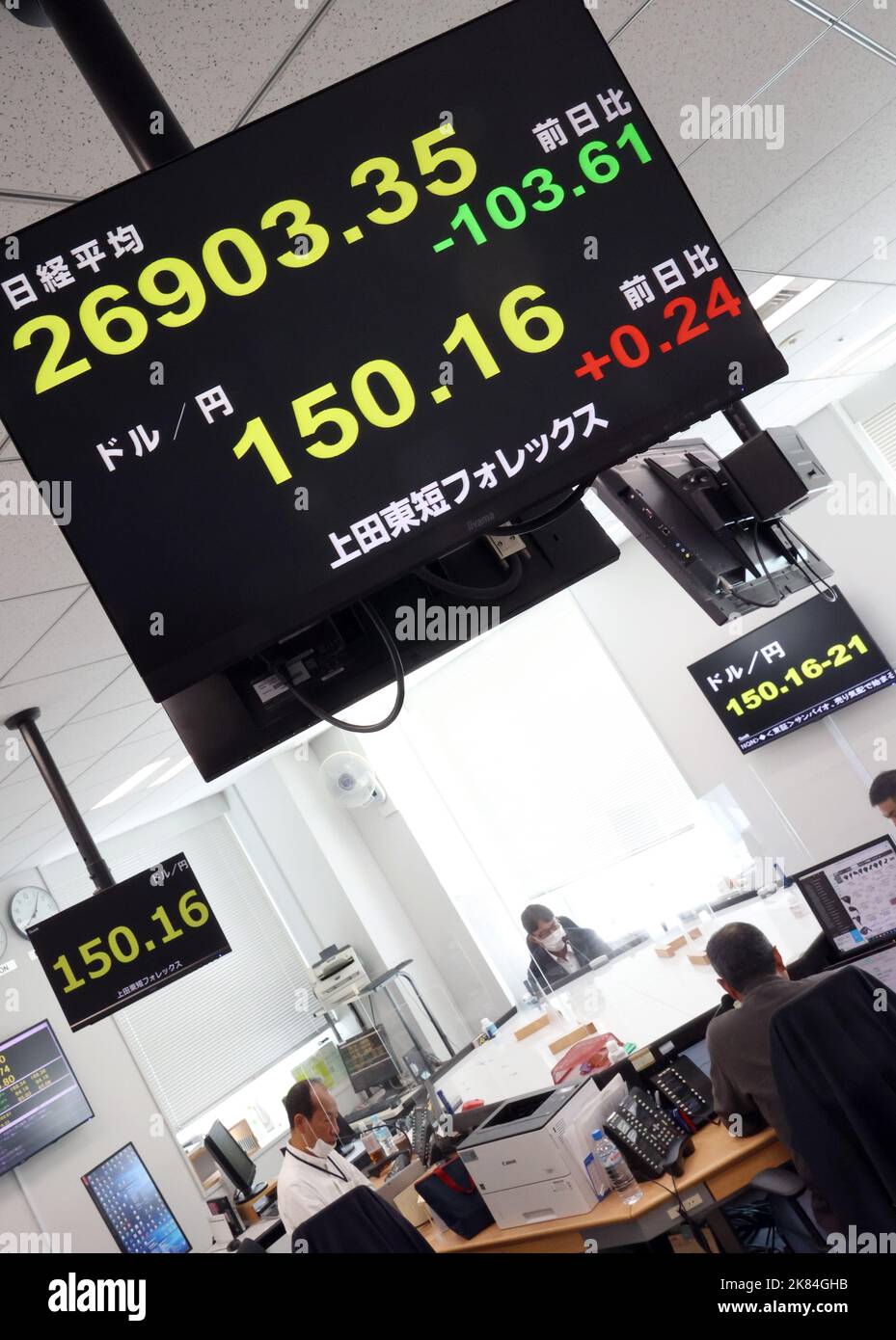 Tokyo, Japan. 21st Oct, 2022. The U.S. dollar is traded at 150 yen ...