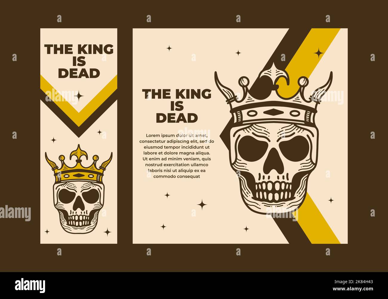 Vintage art illustration design of a skull wearing crown Stock Vector ...