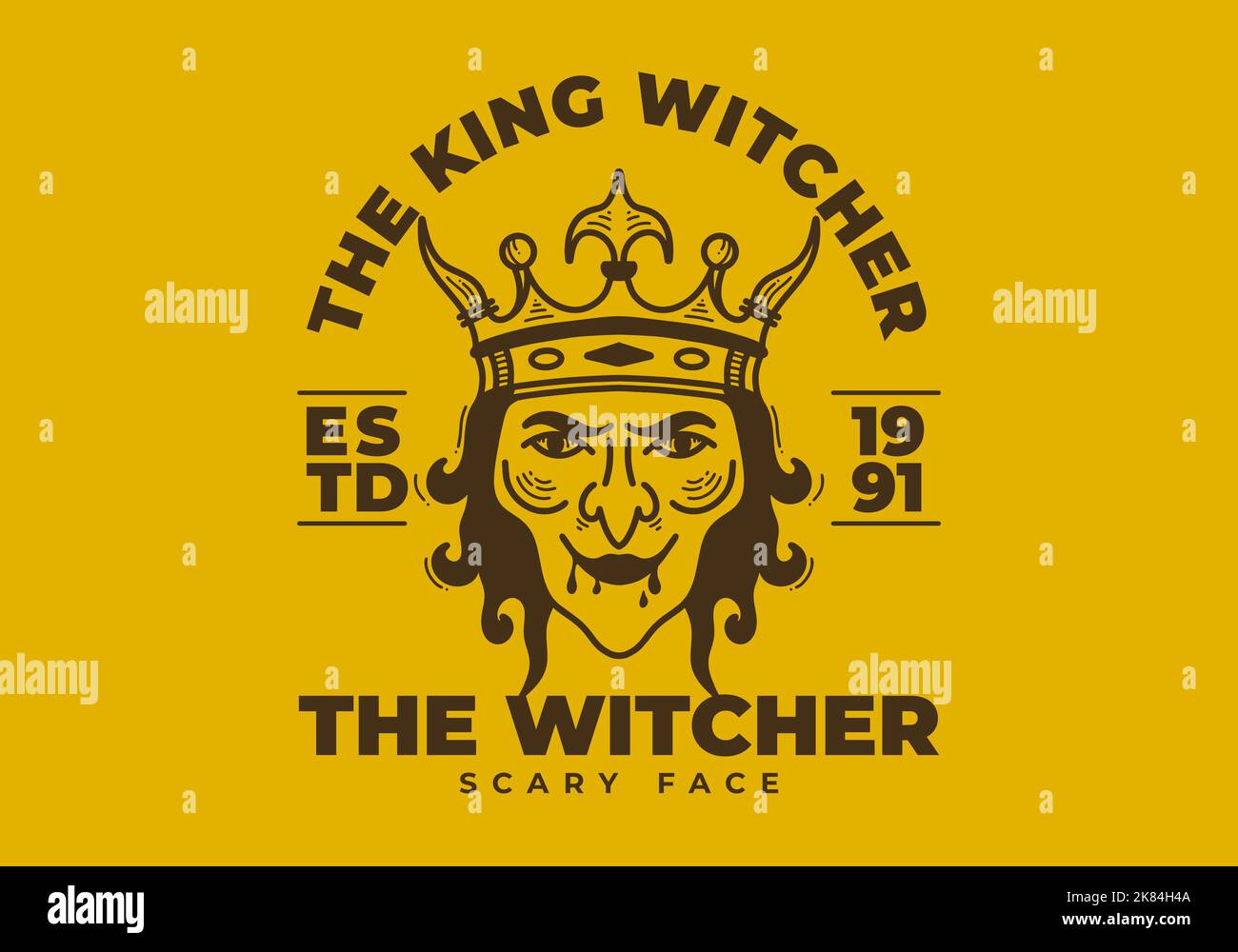 Vintage Retro Illustration Of A Witch Wearing King Crown Stock Vector Image And Art Alamy