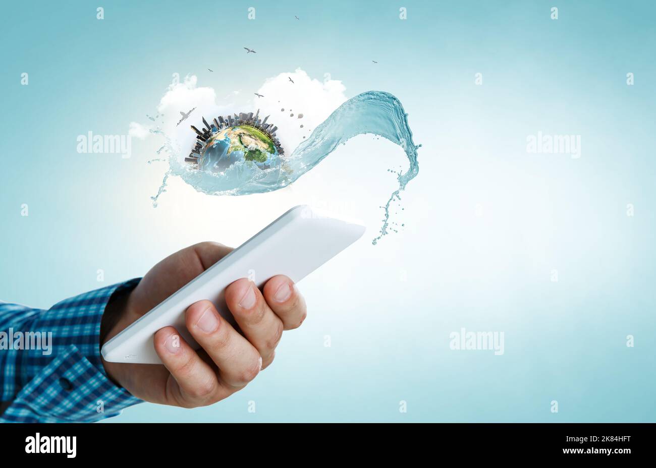 Technology ecology concept. . Mixed media Stock Photo - Alamy