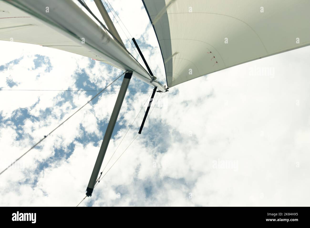 The white sails of the yacht catch the wind. Yachting. Front view Stock ...