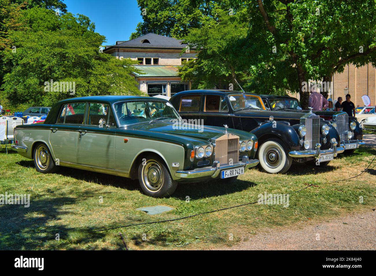 BADEN BADEN, GERMANY - JULY 2022: black silver gray ROLLS-ROYCE SILVER ...