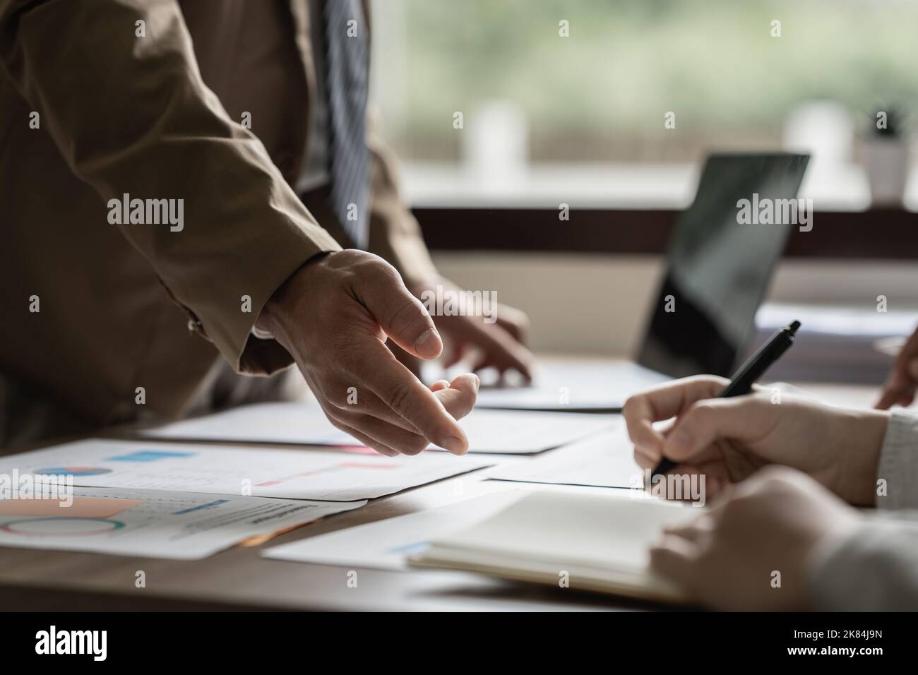 Business team at working with financial plan, meeting, discussion ...