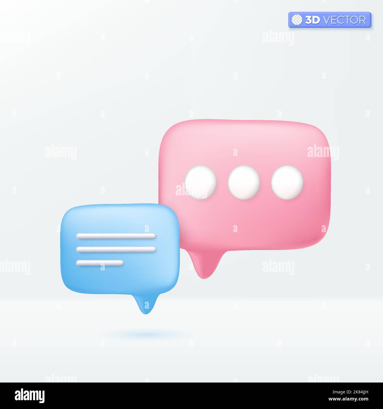 Dialog or chat speech bubble and dots icon symbols. Chat message, Message, talk concept. 3D ...