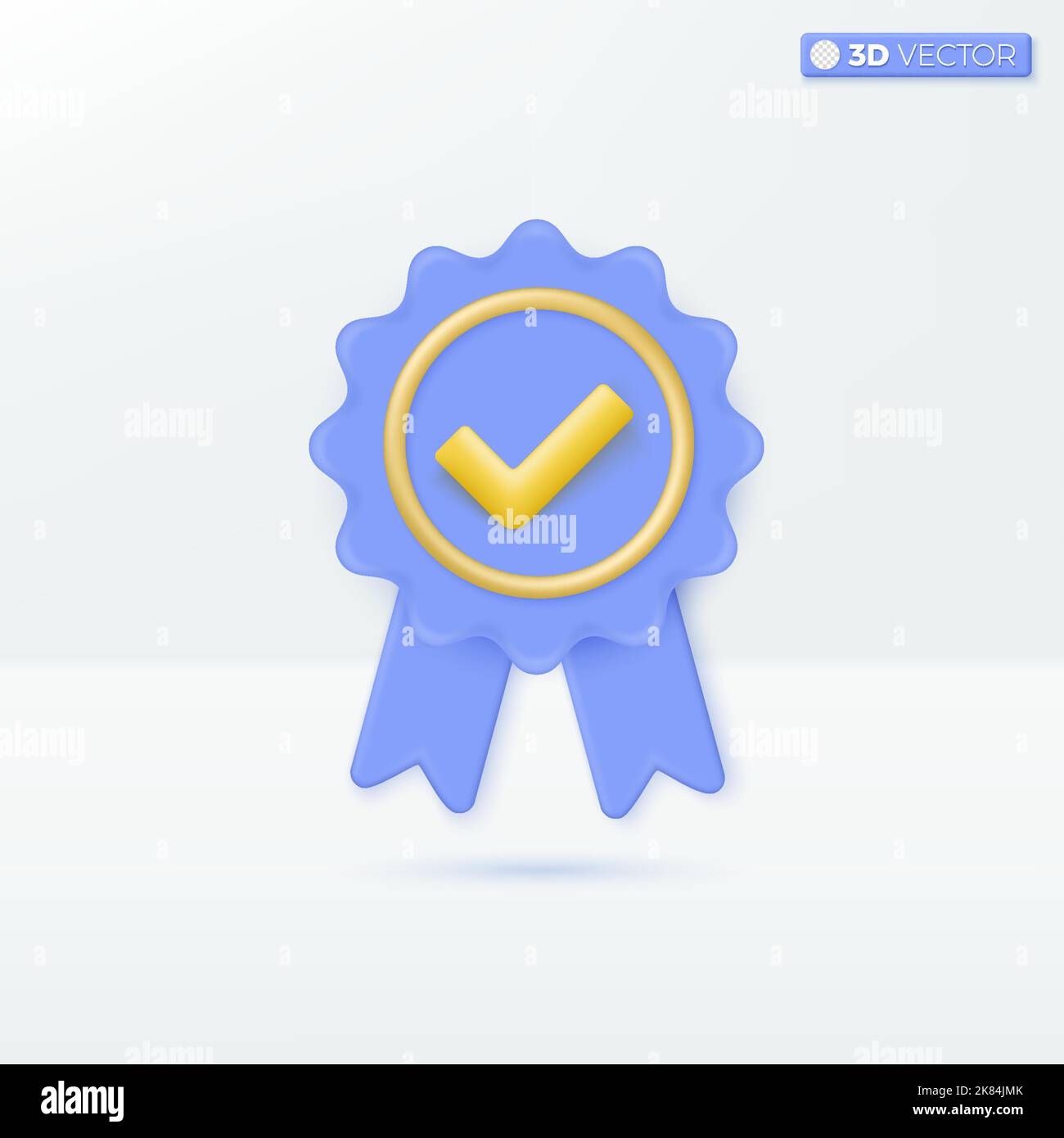 Medal with gold check mark and ribbons icon symbols. prize, winner ...