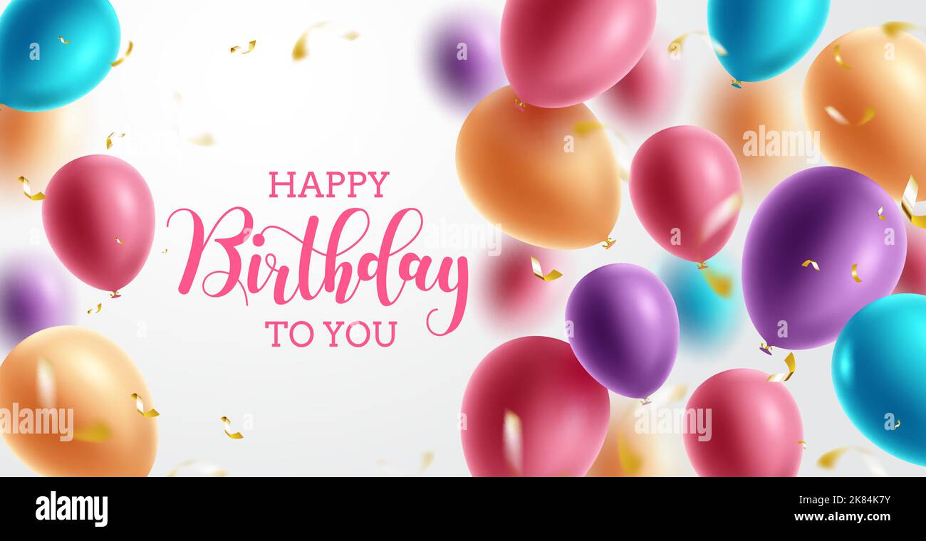 Birthday greeting background vector design. Happy birthday to you text ...