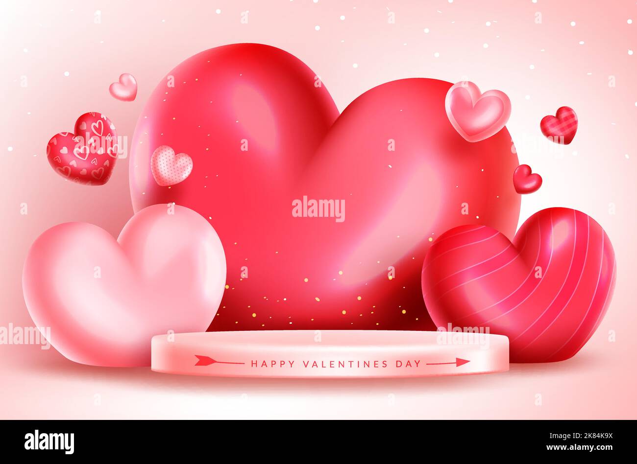 Valentine's podium vector background design. Happy valentine's day text ...