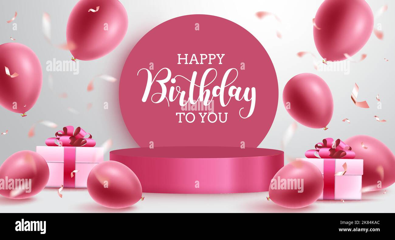 Birthday text vector template design. Happy birthday greeting in circle ...