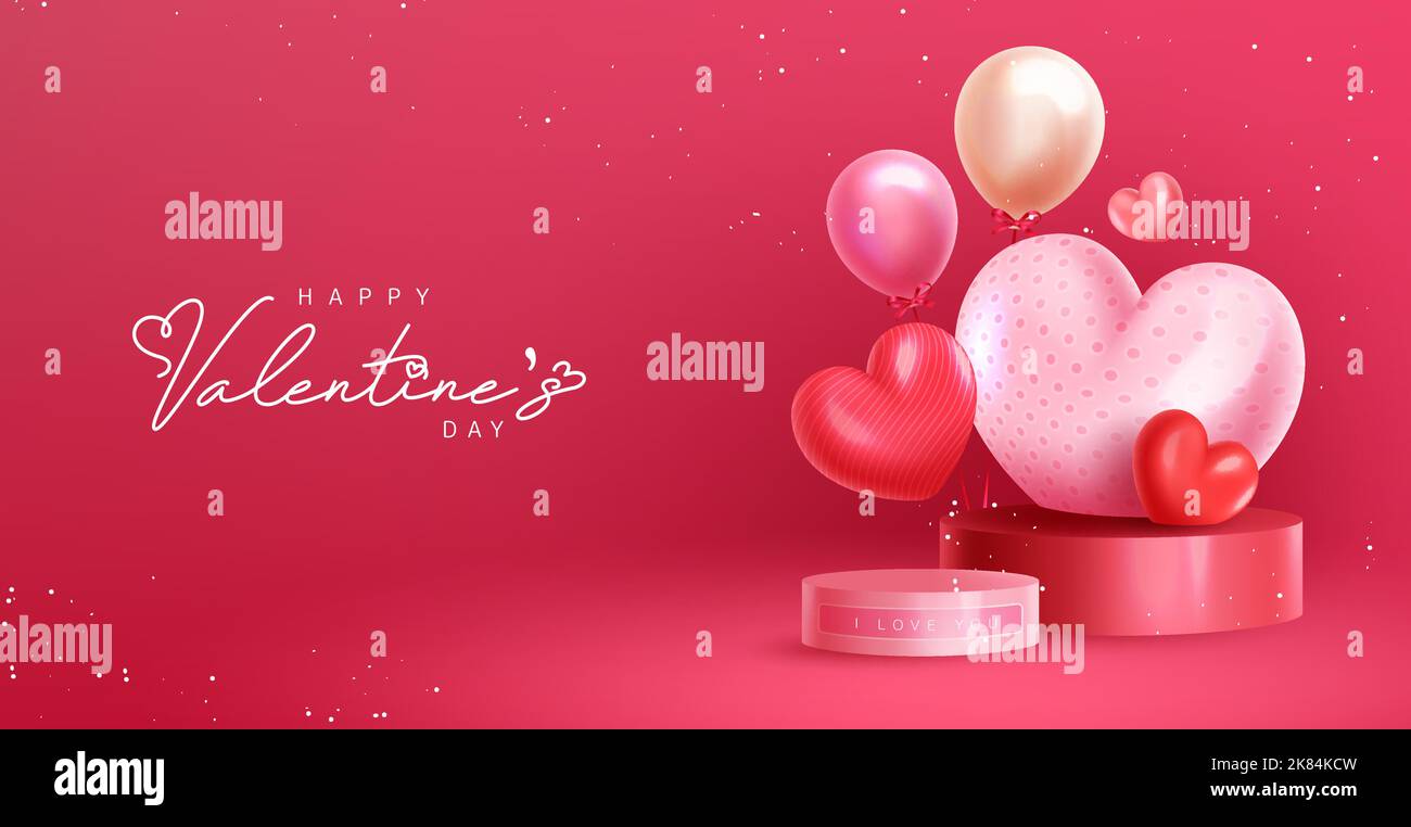 Valentine's podium vector background design. Happy valentine's day ...