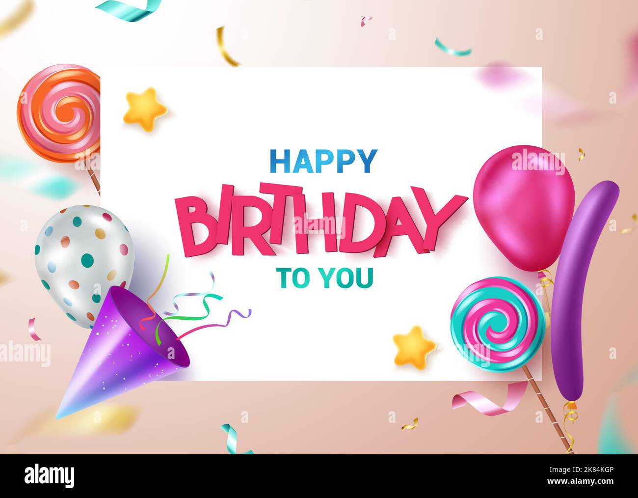 Birthday vector template design. Happy birthday text in white board ...
