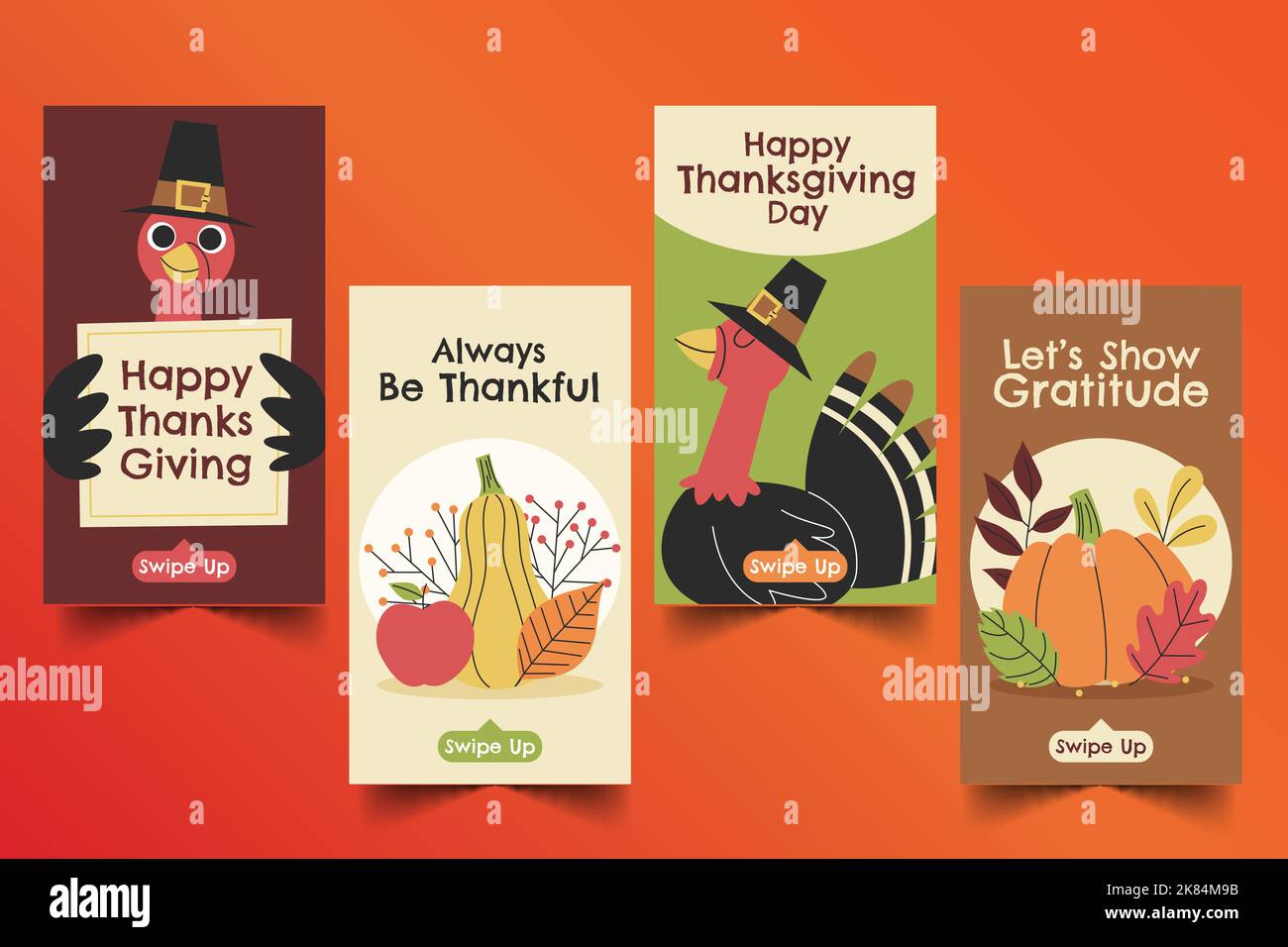 hand drawn flat thanksgiving banners collection vector design ...