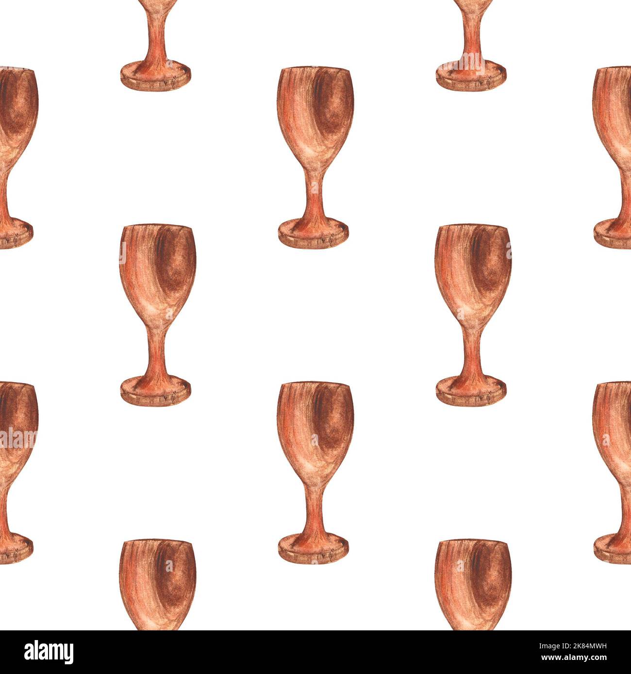 wooden goblet watercolor pattern. Kwanzaa. on isolated white background ...