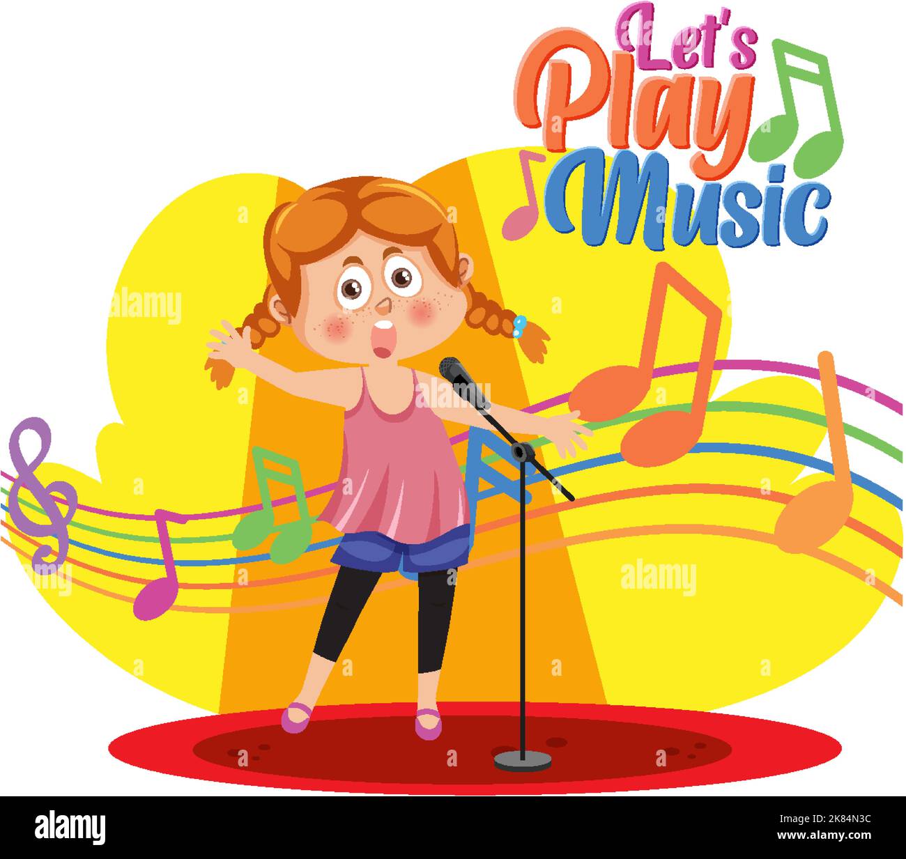 Cartoon girl singing on stage illustration Stock Vector Image & Art - Alamy