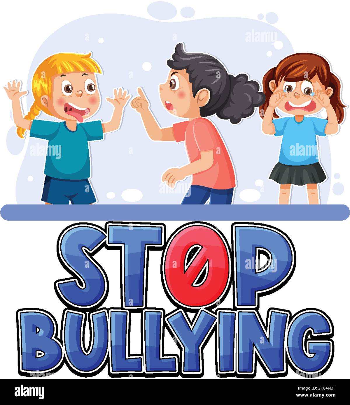 Stop Bullying text with cartoon character illustration Stock Vector ...
