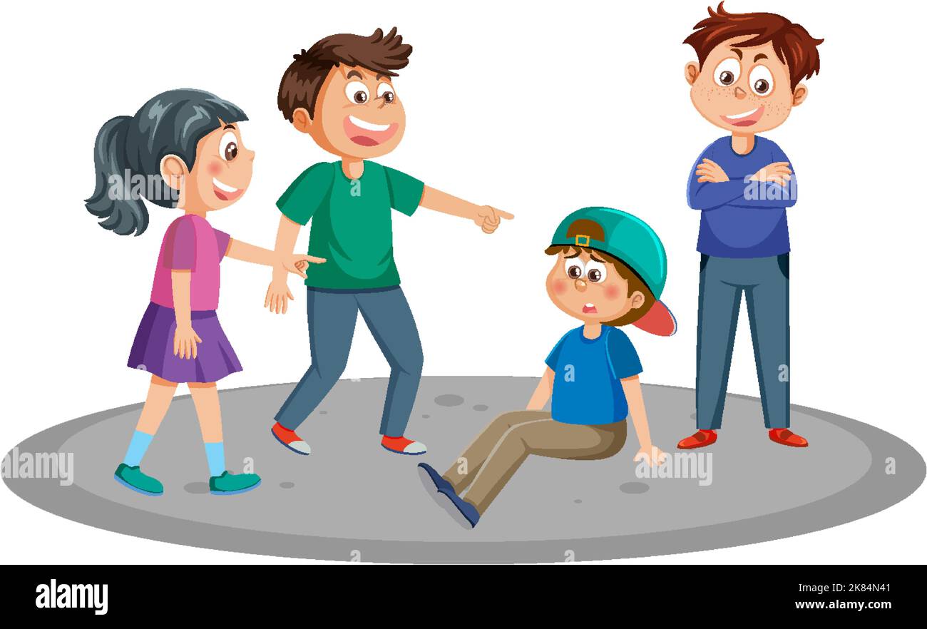 Children teasing their friend illustration Stock Vector Image & Art - Alamy