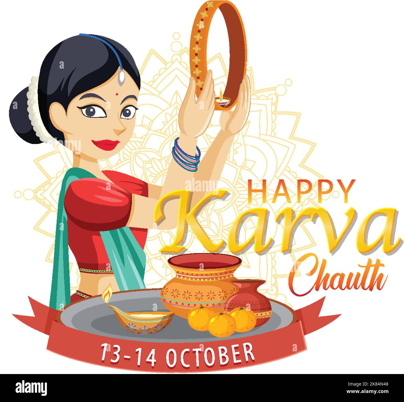 Happy Karva Chauth Day Banner Design illustration Stock Vector Image ...