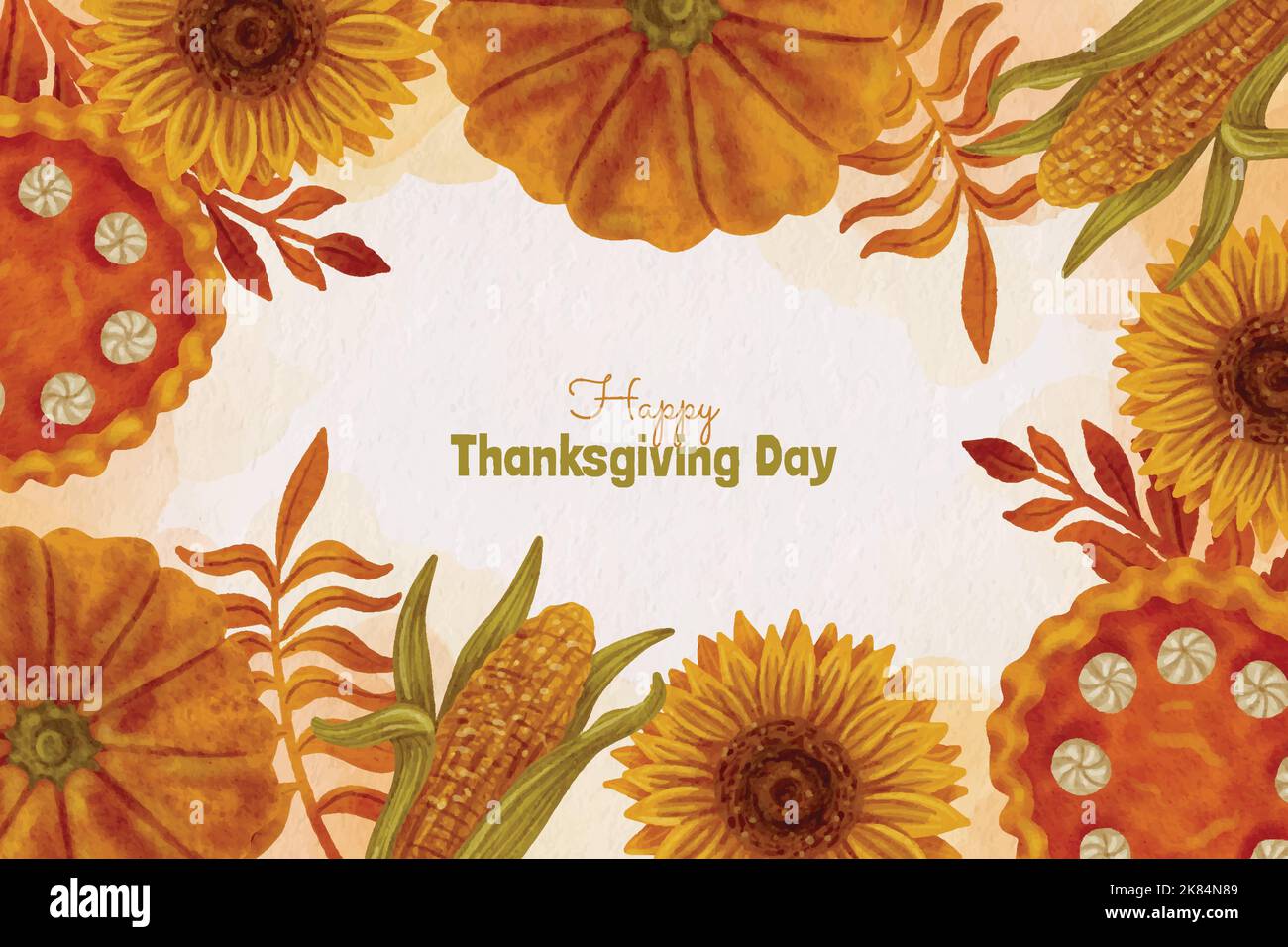 watercolor thanksgiving background vector design illustration Stock ...