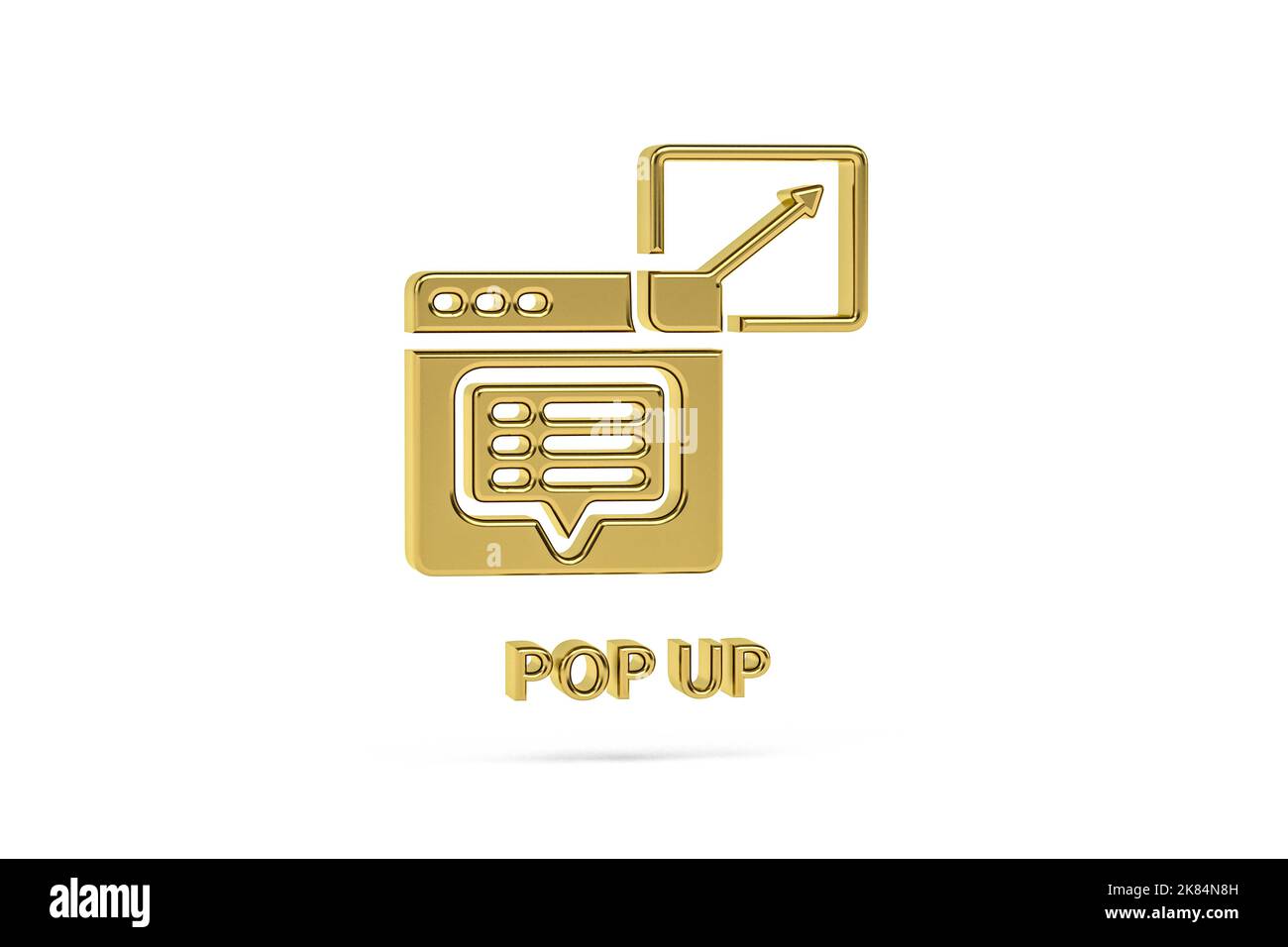 Golden 3d popup con isolated on white background - 3d render Stock ...