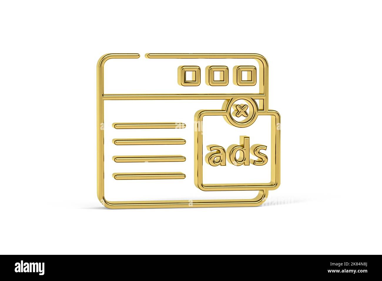 Golden 3d popup con isolated on white background - 3d render Stock ...