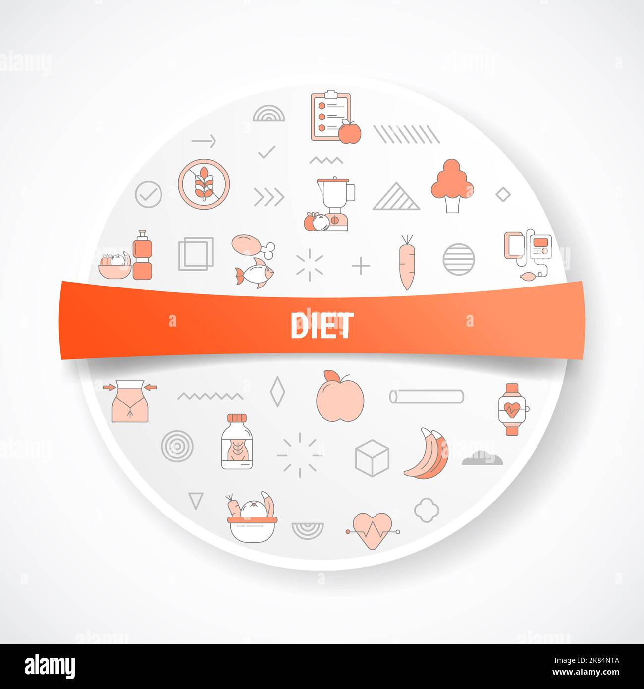 diet plan concept with icon concept with round or circle shape for ...