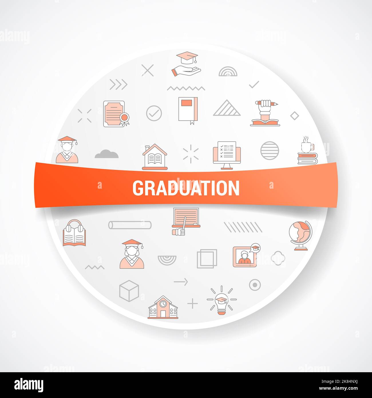 graduation concept with icon concept with round or circle shape for ...
