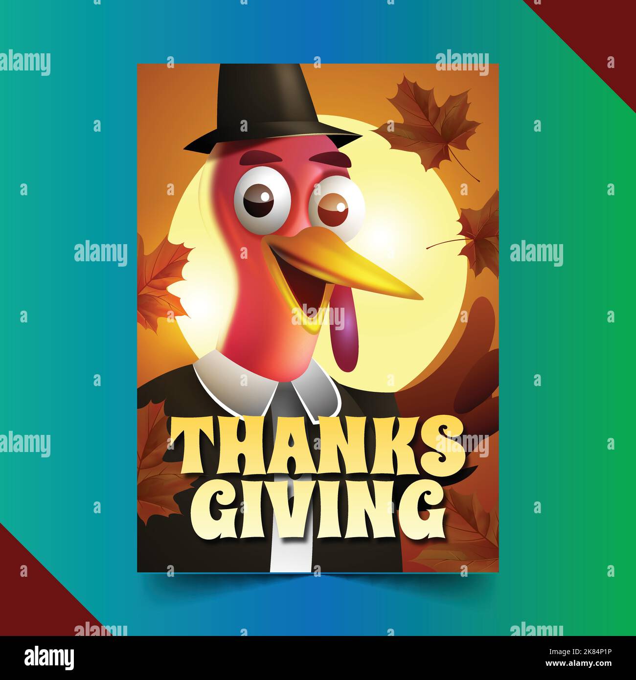 realistic thanksgiving greeting cards collection vector design ...